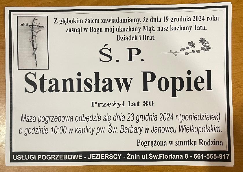 ŚP Stanisław Popiel - nekrolog