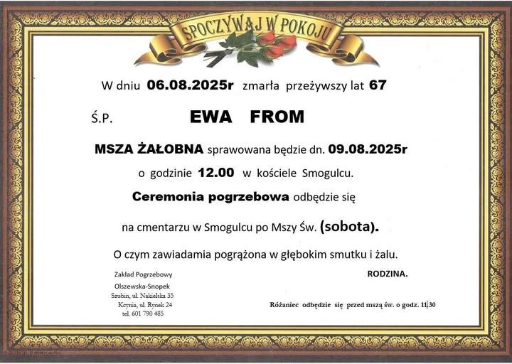 ŚP Ewa From - nekrolog